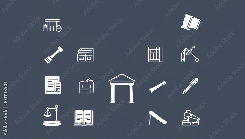 Bank legal outline icons collection. Bank, Legal, Contract, Finance ...