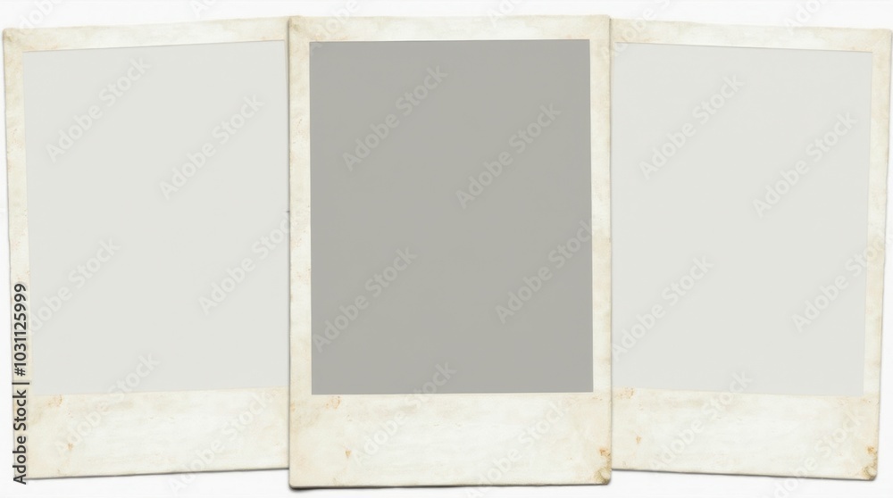 A classic Polaroid-style frame characterized by a thick white border at ...