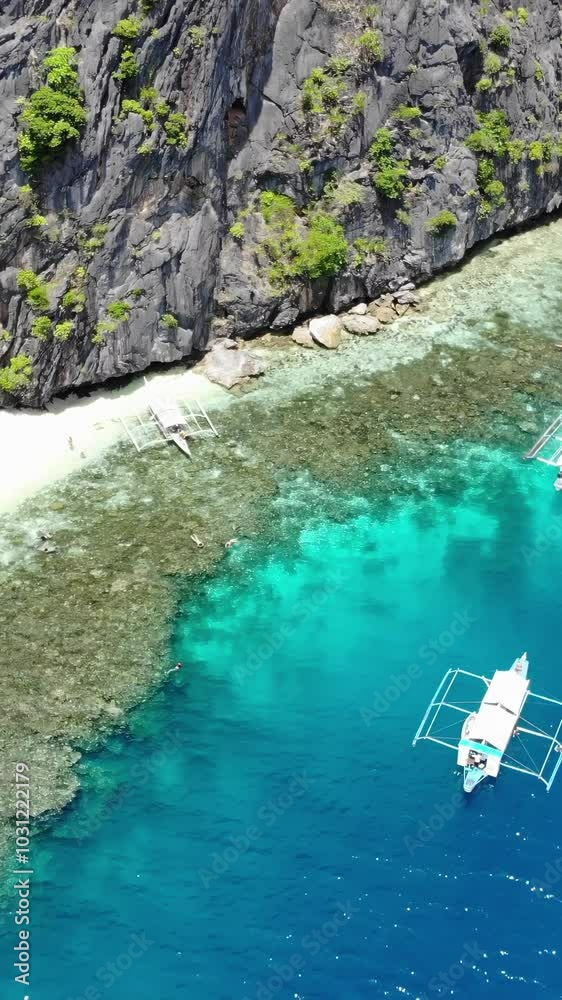 Vertical drone footage captured in May showing islands during an island ...