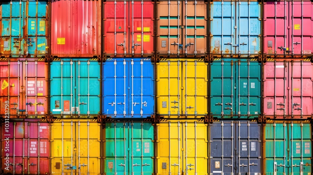 A Stack of Colorful Shipping Containers Stock Photo | Adobe Stock