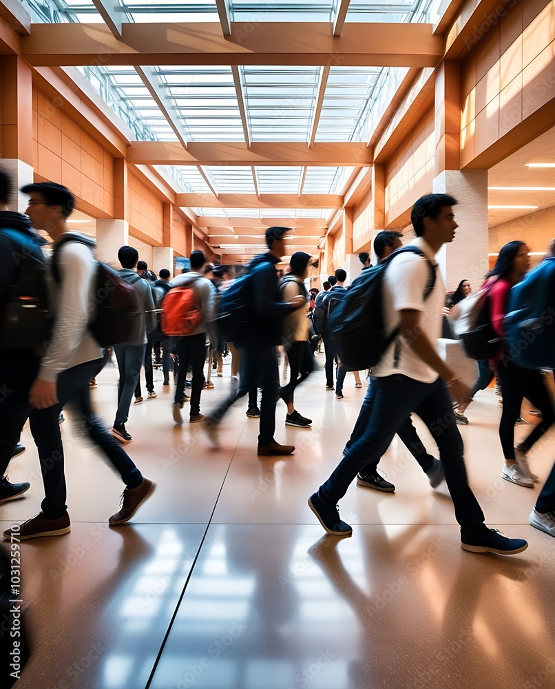 academic energy flow blurred students merging with swirling knowledge ...
