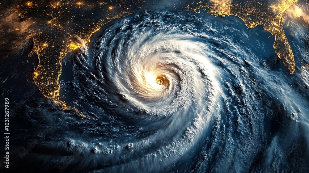 Hurricane tracking map of swirling storm systems and wind patterns ...