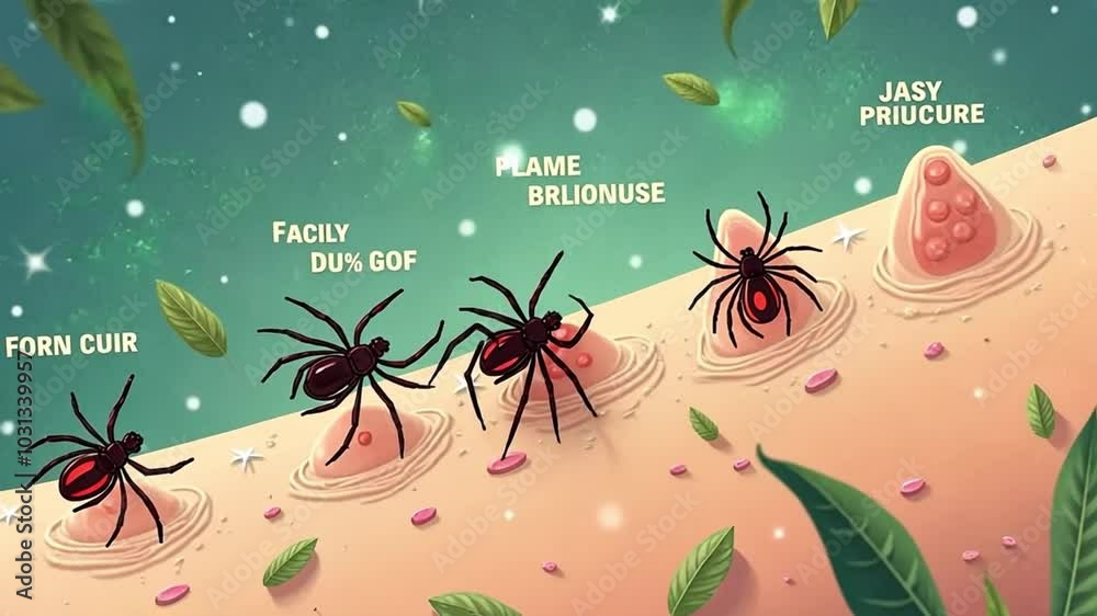 An infographic on Lyme disease, featuring a tick biting human skin and ...