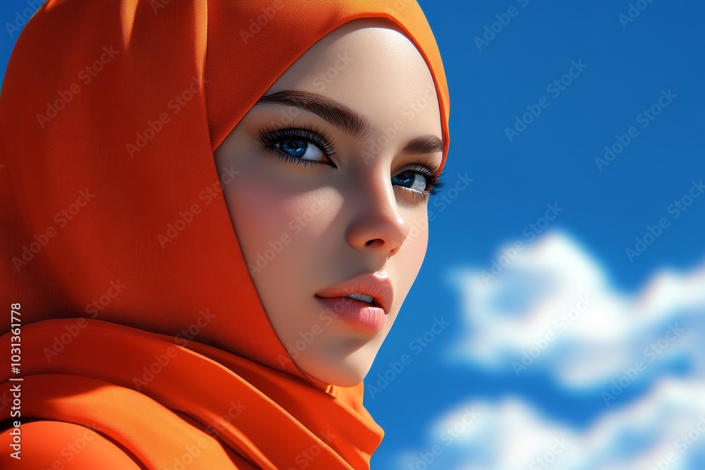 Pixel art avatar of a woman in a hijab, rendered in bright 8-bit colors ...