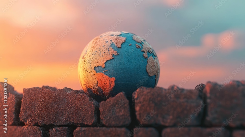 Divided World A Fractured Globe Symbolizing Global Division and Trade ...