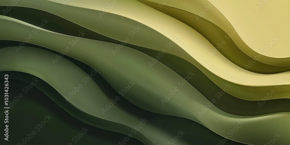 modern soft curvy waves background, dark olive green and olive drab ...