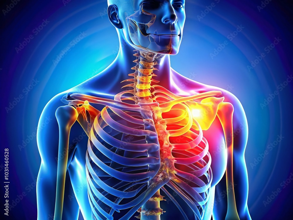 Illuminated Shoulder Anatomy Scan - Highlighting Painful Bones and ...