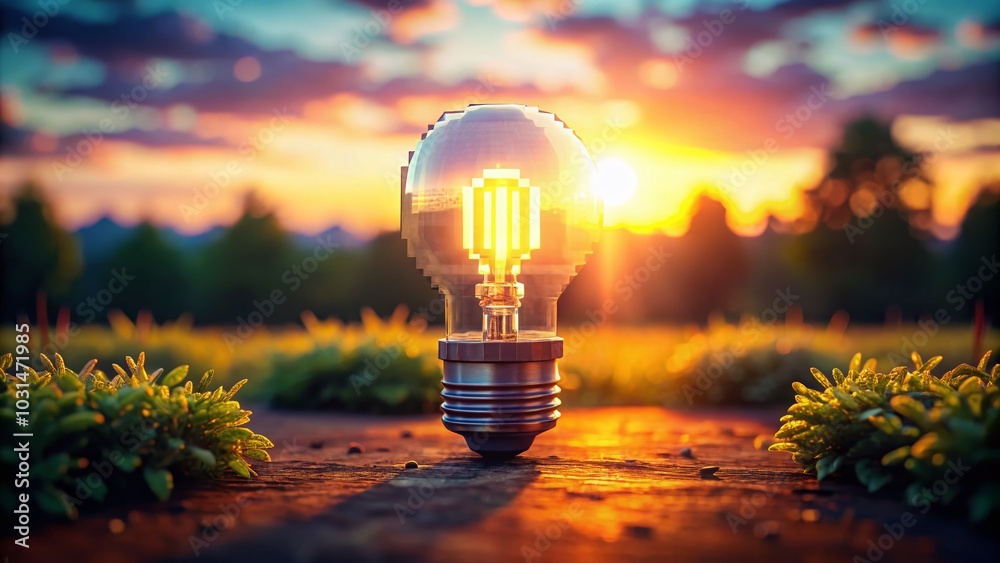 Light Bulb Pixel Art Icon for Creative Thinking and Ideas in 8-Bit Style Stock Illustration ...