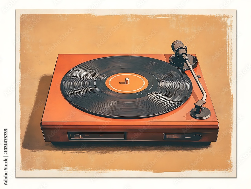 Vintage Vinyl: Retro Record Player in Classic Poster Style – Music ...