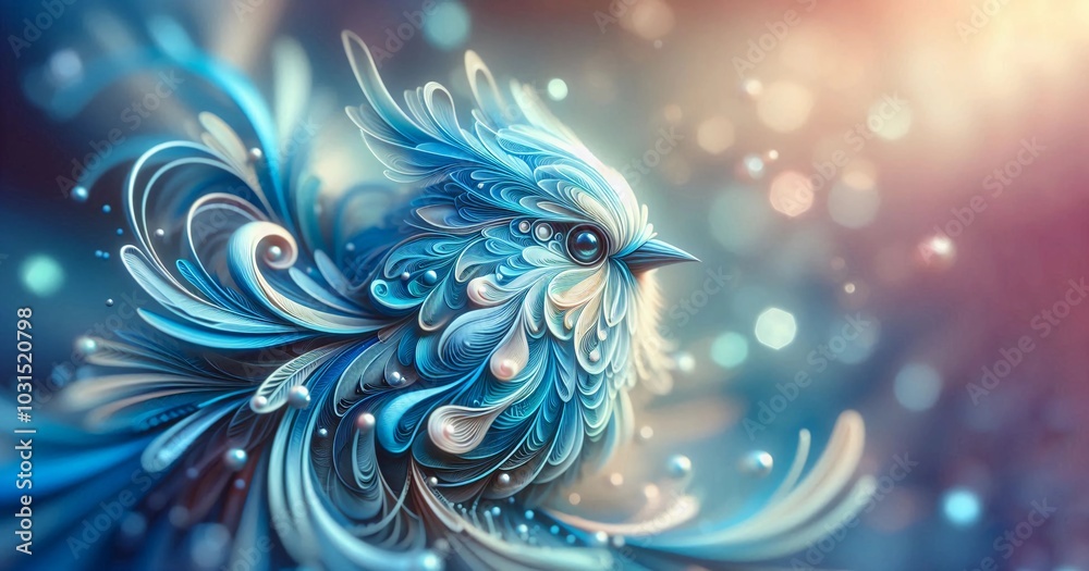 Decorative beautiful Blue Bird. A symbol of luck and a happy fate ...