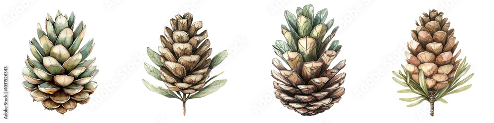 Close up shots of various pine cones featuring detailed textures ...