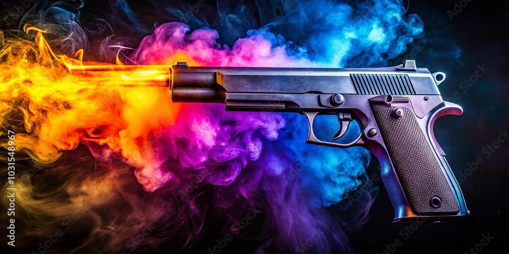 Pistol Gun with Smoke Effect, Captivating Action Shot, Perfect for ...