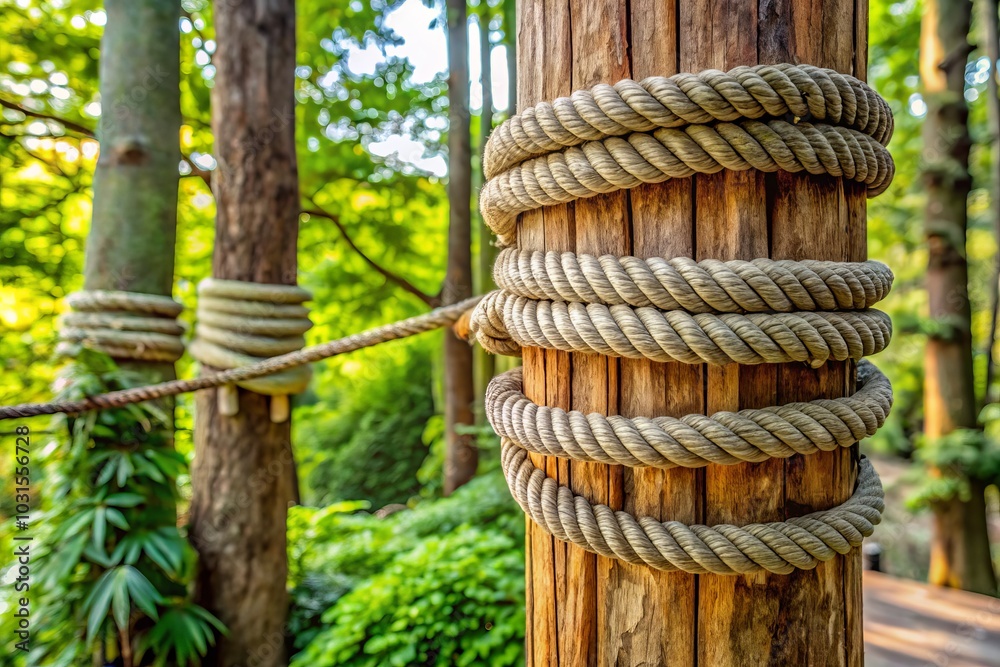 Ropes Securing Tree Trunk with Support Structure for Landscaping, Tree ...