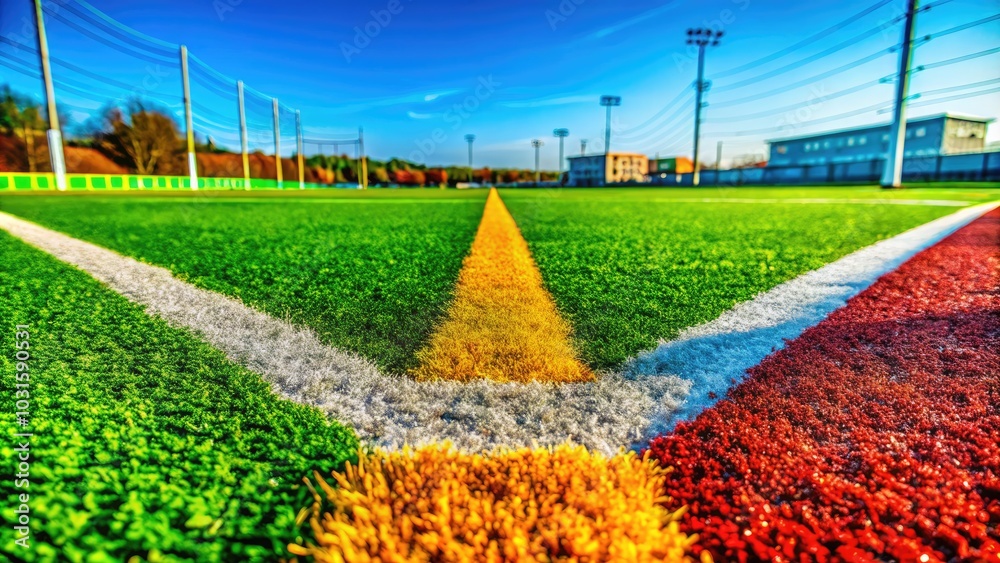 Closeup of Sports Ground Texture with Color Lines - Vibrant Field ...