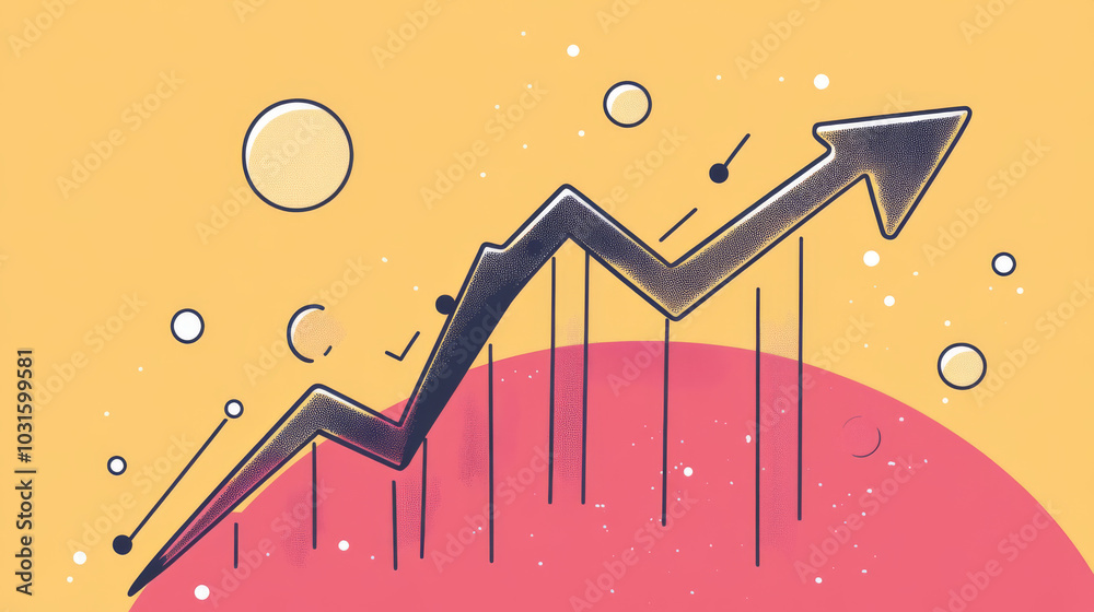 An upward-pointing arrow made of a single line represents a growing ...