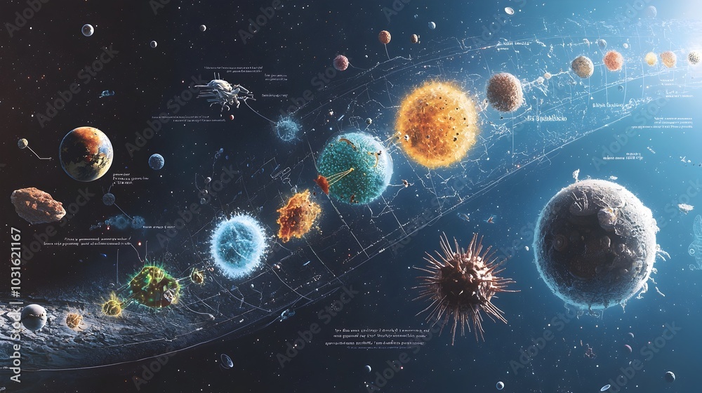 Detailed Diagram Illustrating the Ancient Symbiotic Interactions and ...