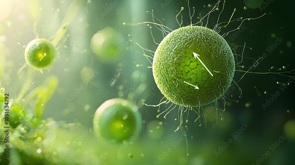 of chloroplasts the green energy producing organelles floating inside ...