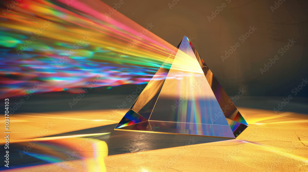 prism refracting light creates vibrant spectrum of colors, showcasing ...