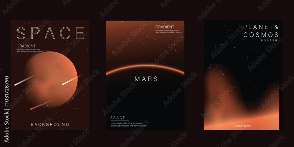 Planet and galaxy Space card vector set. Solar system with galaxy ...