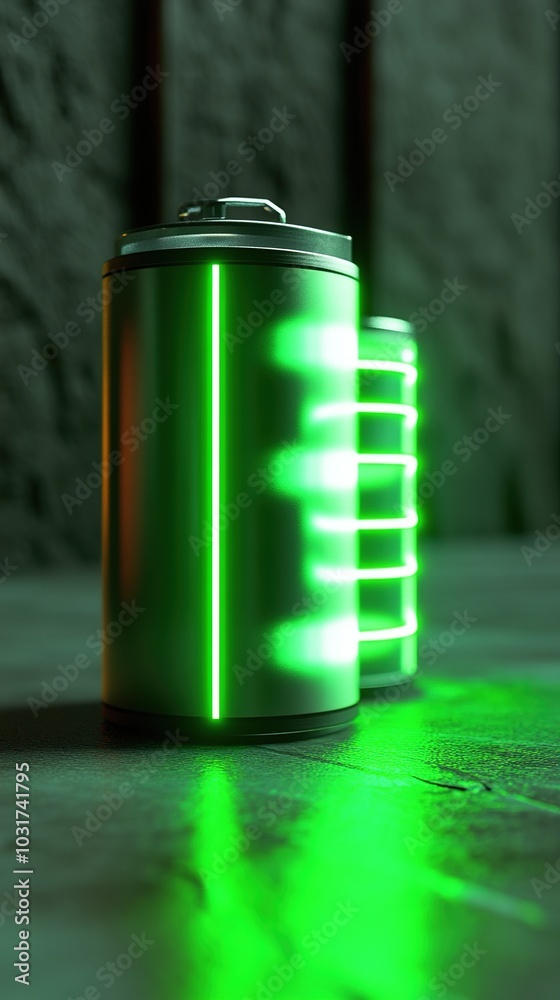 Abstract Creative Design Featuring a Glowing Green Device with Neon ...