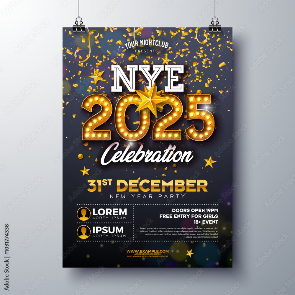 Poster Happy New Year 2025 Party Celebration Poster Template ...