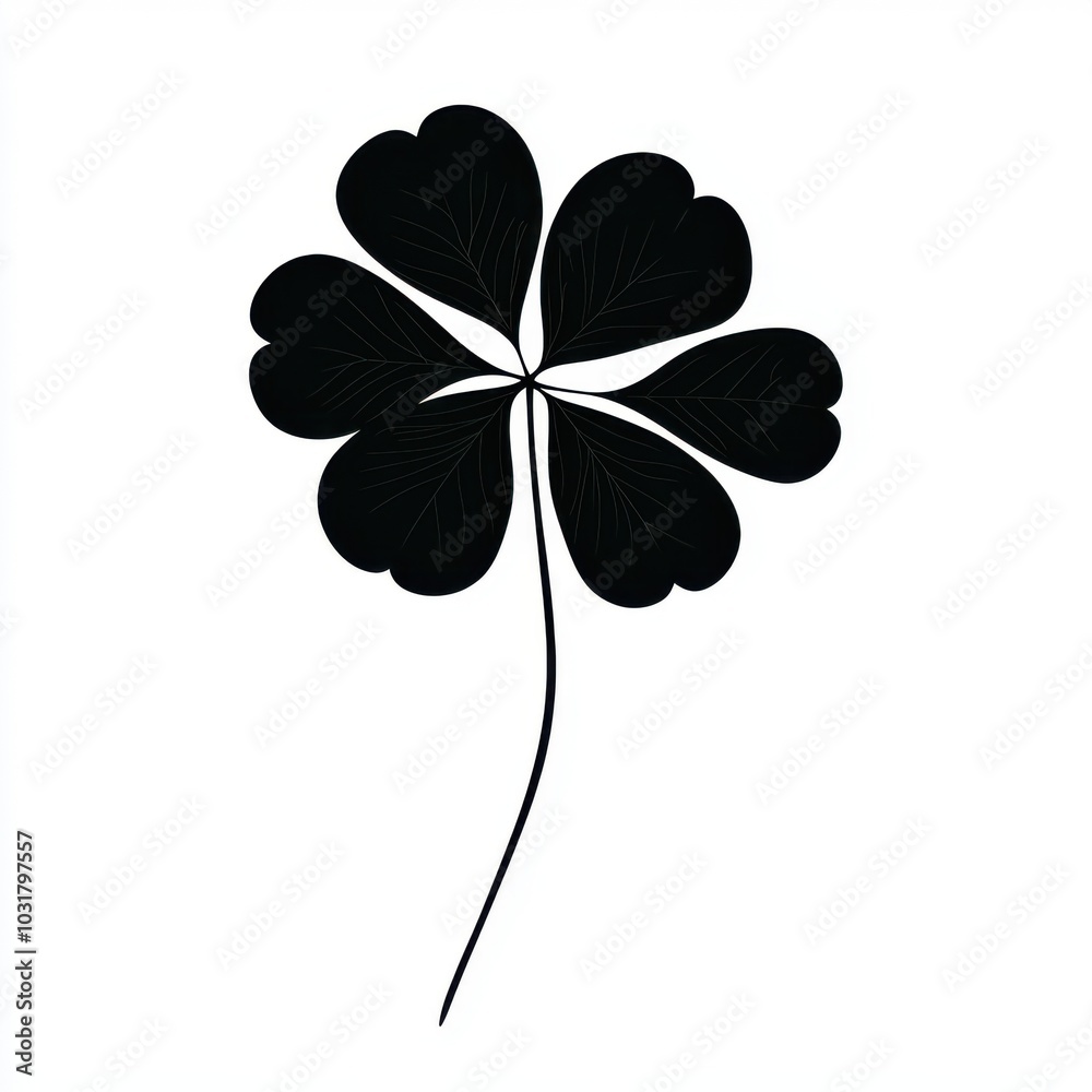 Silhouette vector illustration of a clover, on white background, 2d ...