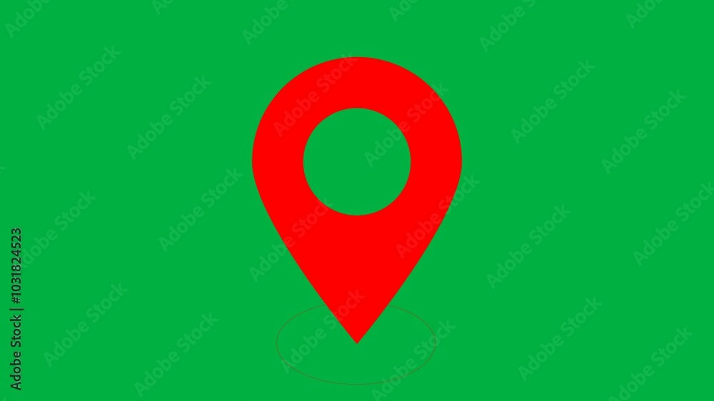 Location Pin Pointer Icon Destination Travel Sign Animation on Chroma ...