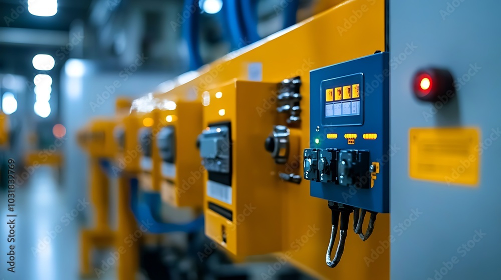 Electrical safety devices installed on large machines in an industrial ...