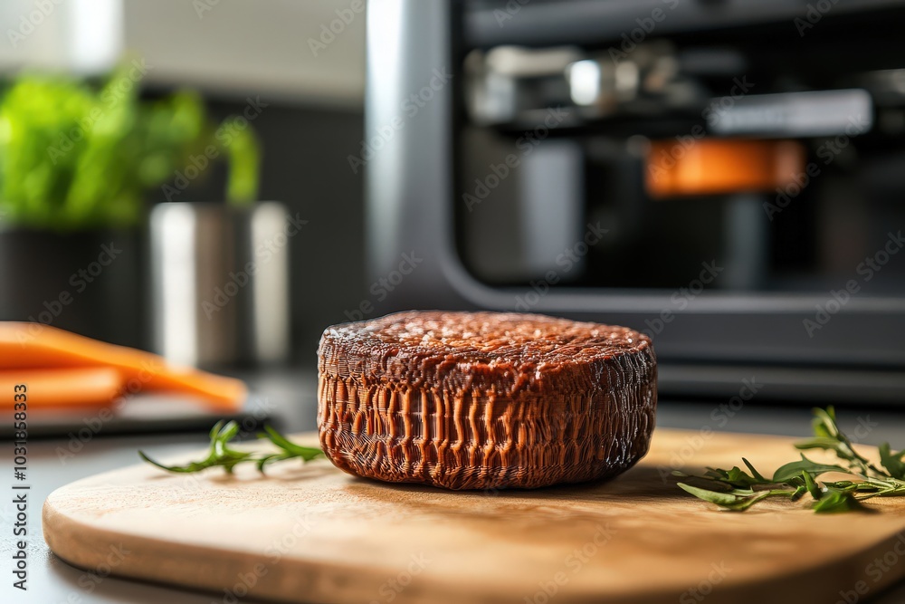 Realistic plant-based steak created via 3D printing, highlighting ...