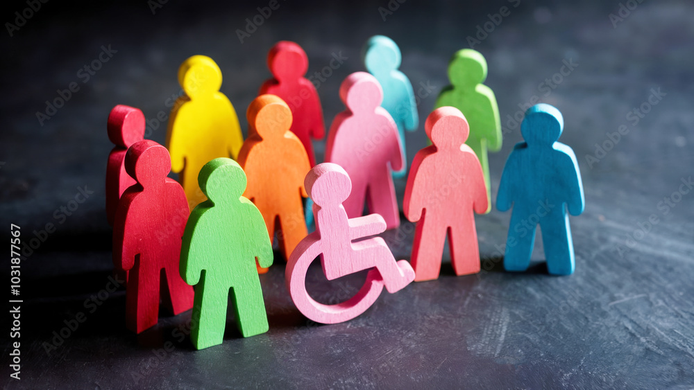 Photo & Art Print diversity and inclusion concept with wooden people ...