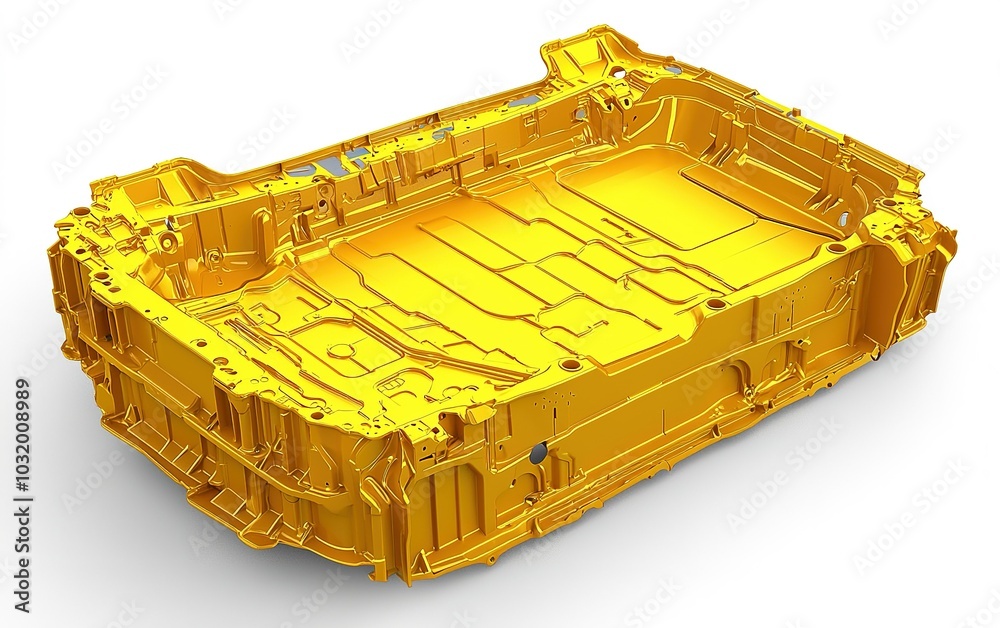 Bright yellow automotive chassis on a white background showcasing ...