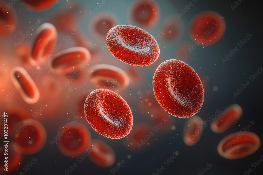 Red blood cells in smooth flow through veins, showcasing their vibrant ...