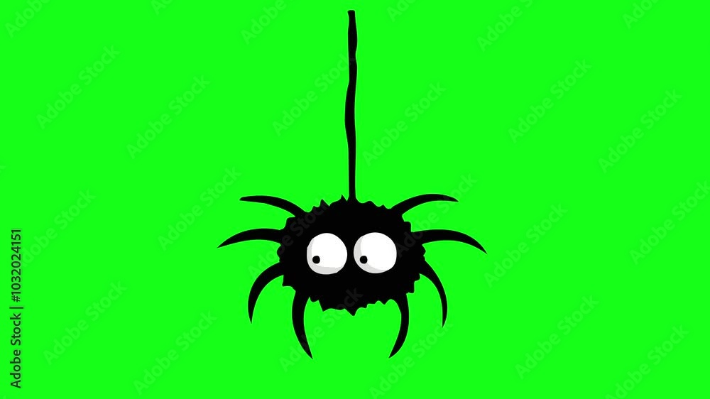 Spider vector animation with eyes moving on green screen. Looping ...