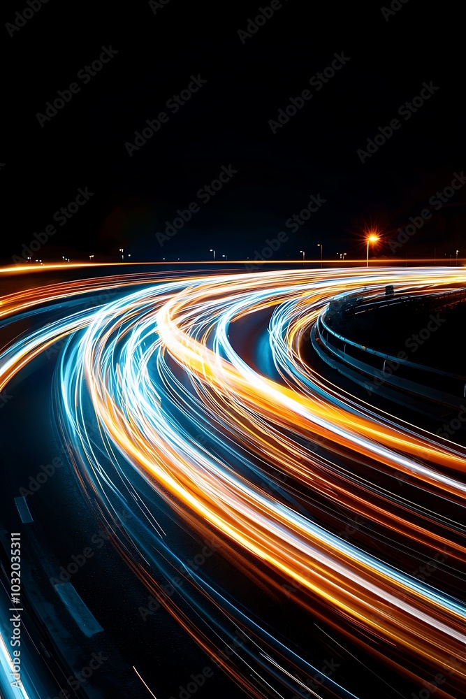 Captivating light trails from vehicles create a stunning visual effect ...