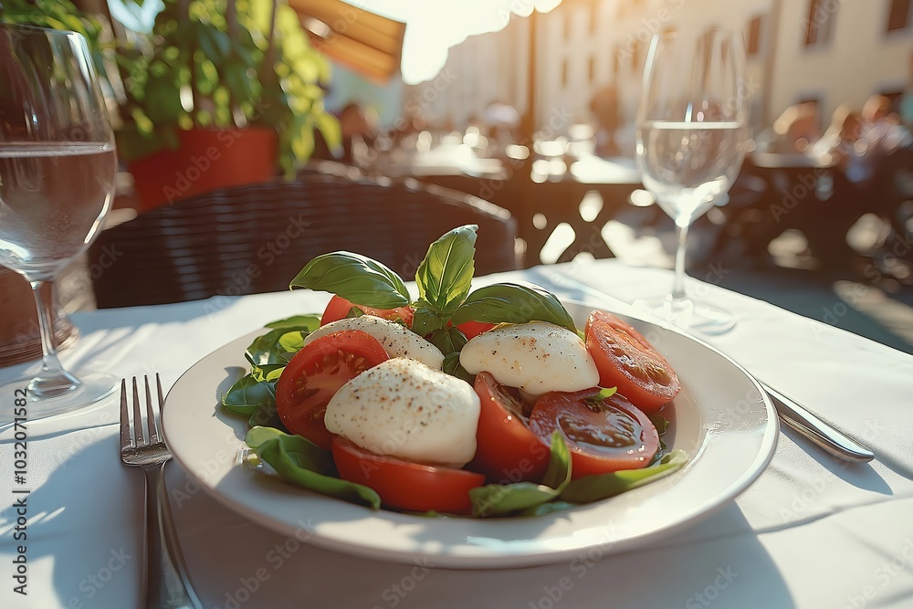A Fresh Caprese Salad With Mozzarella, Tomatoes, and Basil, Served in ...
