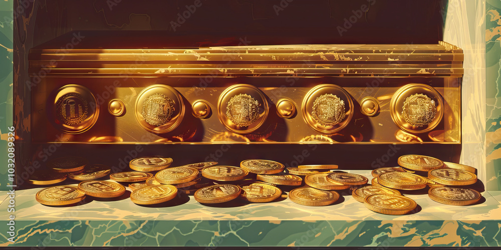 An ancient bronze bank coin counter, a relic of a bygone era showcasing ...