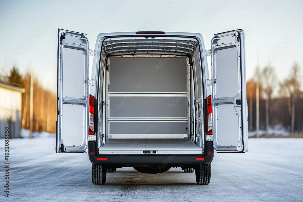 Empty van with opened doors, ready to load Stock Photo | Adobe Stock