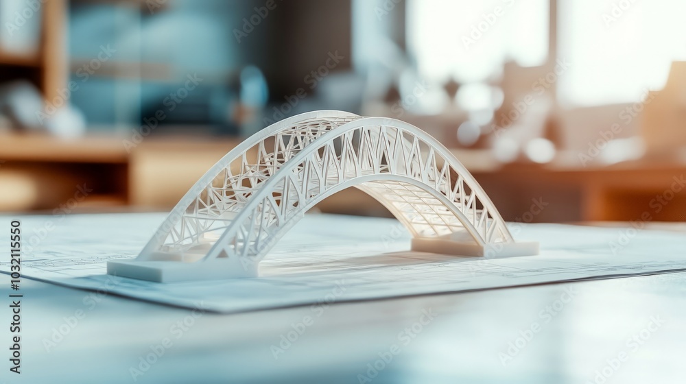 Architectural design of a 3D model bridge project featuring detailed ...