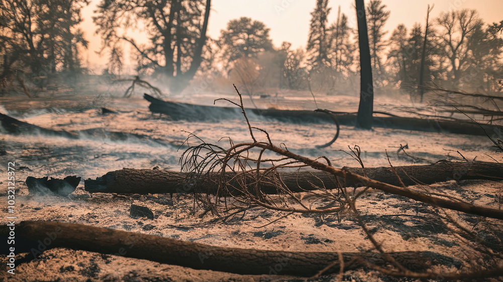 aftermath of wildfire reveals haunting landscape with charred trees and ...