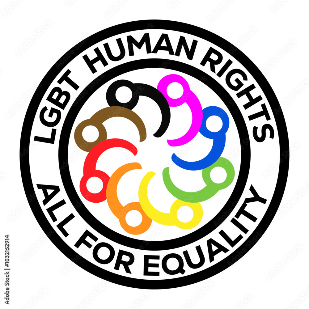 LGBT concept logo badge round. Teamwork people forming a flower shape ...