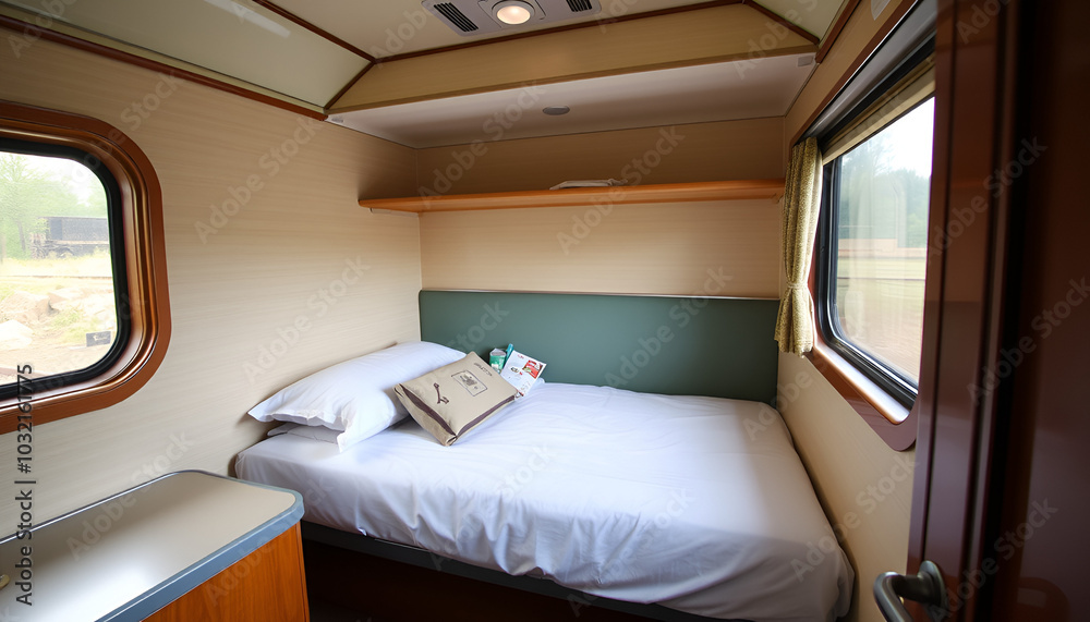 Compartment and berth with bed-linen packages in Railways First Class ...
