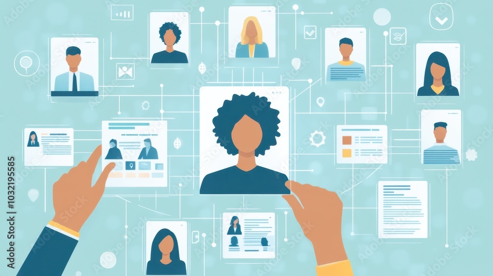 HR professionals reviewing diverse candidate profiles on a recruitment ...