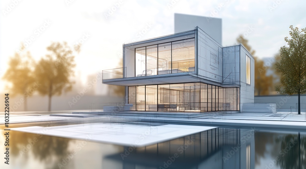 Plan détaillé d'une maison moderne avec conception architecturale et ...