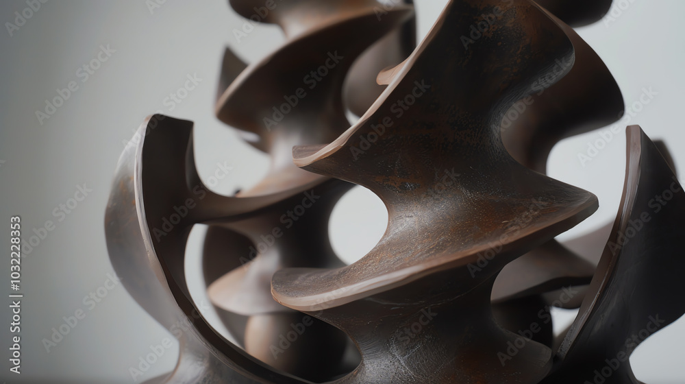Produce a traditional clay sculpture depicting a blend of abstract ...