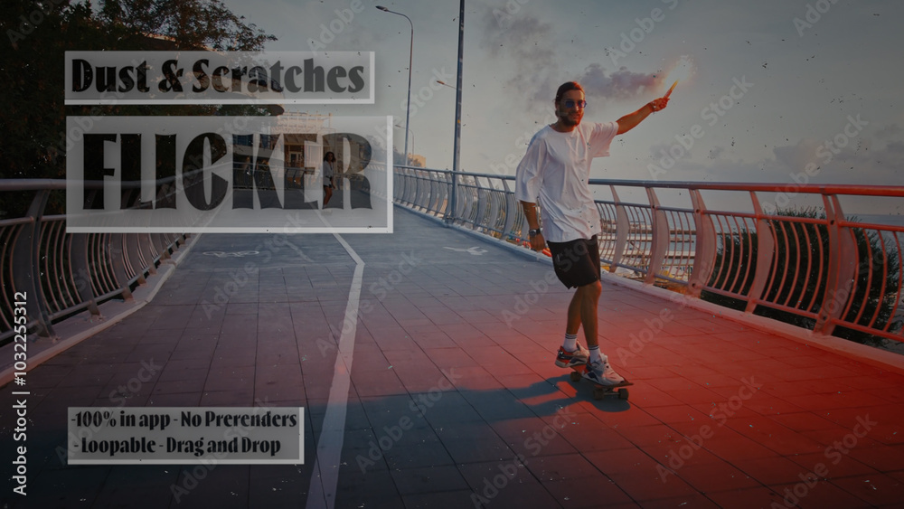 Flicker Dust and Scratch Overlay Effect, Drag and Drop Old Film Look ...