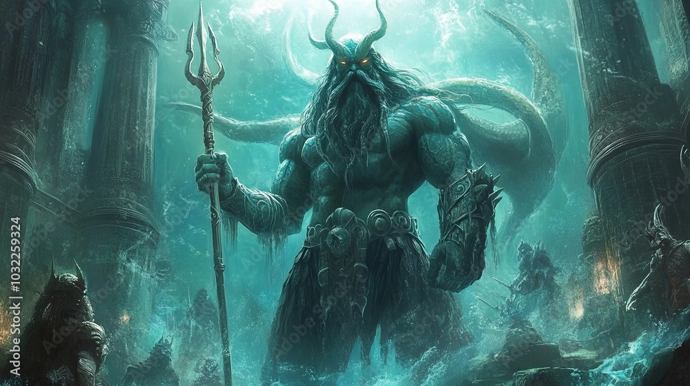 Poseidon, god of the seas and water, Greek mythology, the Olympian ...