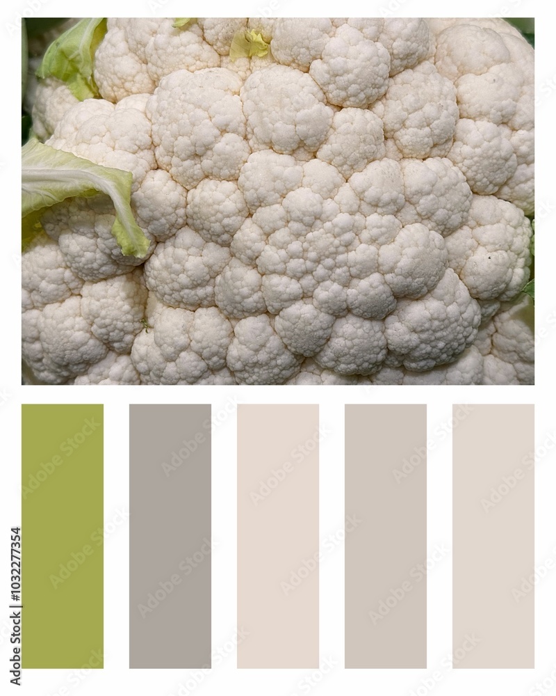 Gray color palette, cauliflower, vegetables. Fashion concept, brand ...