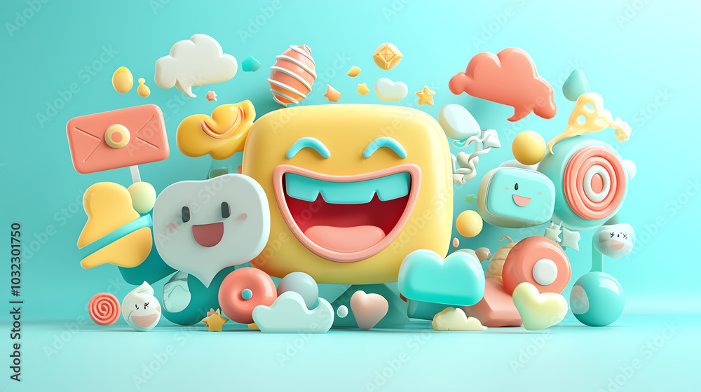 Modern emoji icons, visual symbols for digital communication, bold ...