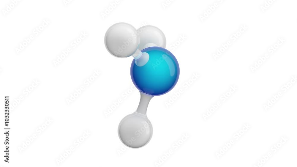 Ammonia. An animated 3d model of molecule. Molecular formula: NH3 ...