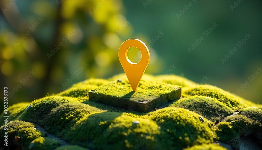 Location pin icon on green land plot, estate investment, land plot for ... Location pin icon on green land plot, estate investment, land plot for ...